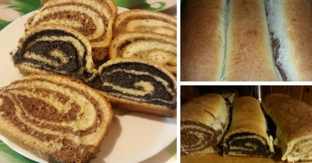 Diós, mákos, kakaós kalács, finom puha tészta, sok töltelékkel ...